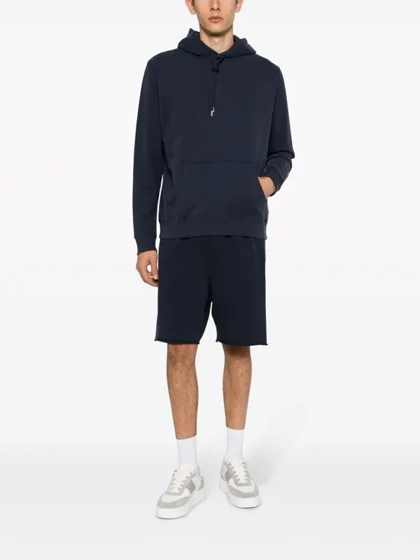 Sunspel Drawstring-fastening Cotton Hoodie - Blue
