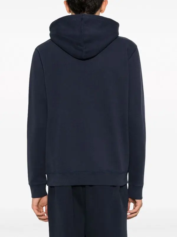 Sunspel Drawstring-fastening Cotton Hoodie - Blue
