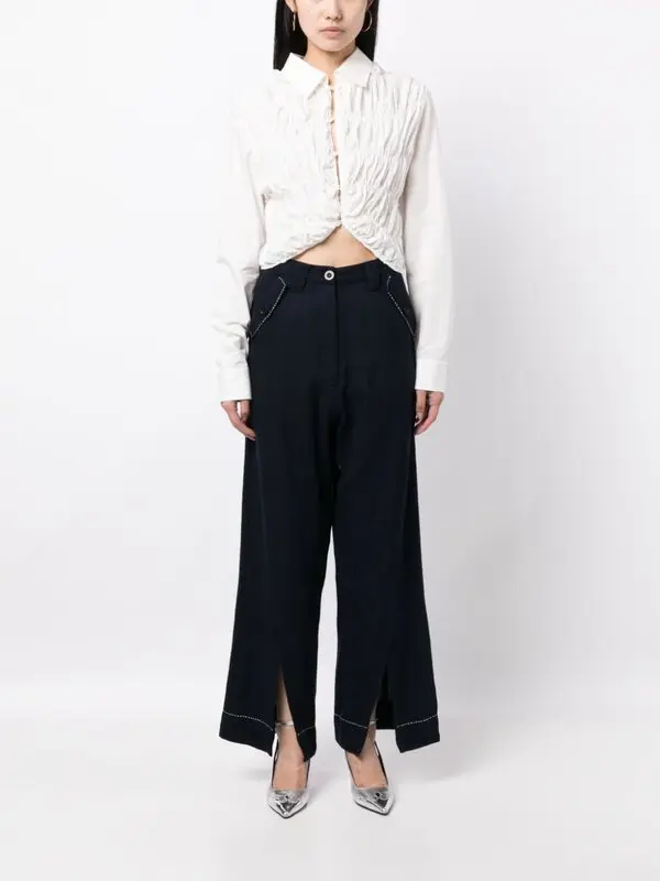 LOVEBIRDS Wide-leg Cropped Trousers