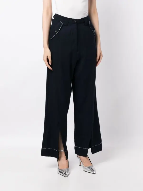 LOVEBIRDS Wide-leg Cropped Trousers