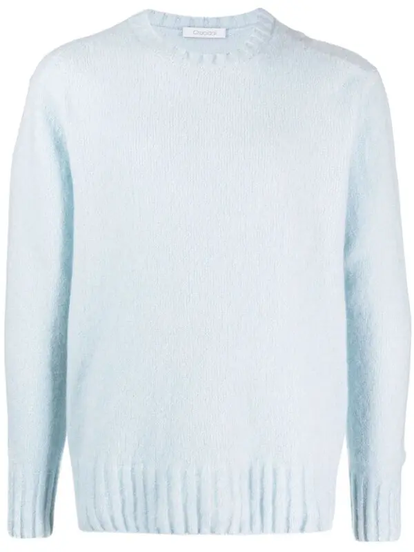 CRUCIANI Crew-neck Fine-knit Jumper - Blue