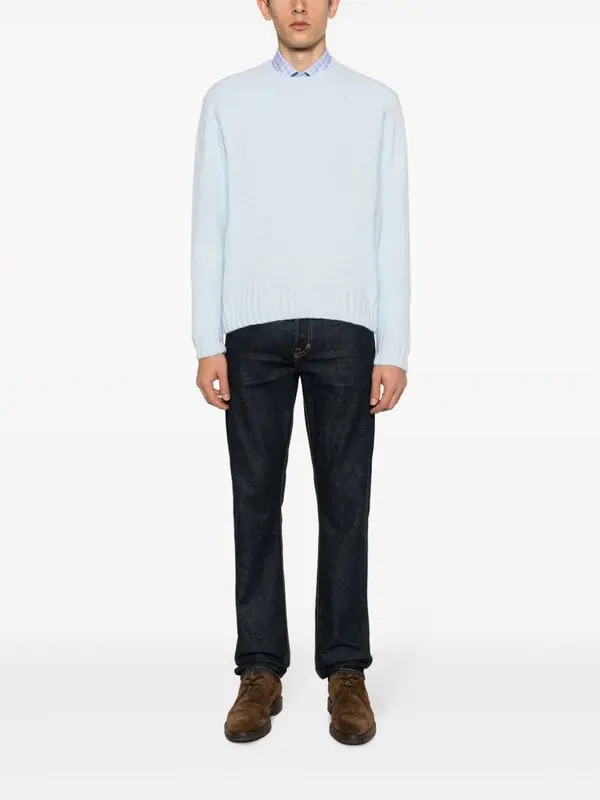 CRUCIANI Crew-neck Fine-knit Jumper - Blue
