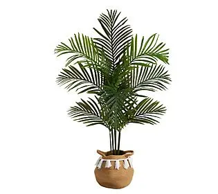 NEARLY NATURAL 4' Artificial Paradise Palm Tree With Basket - One-color