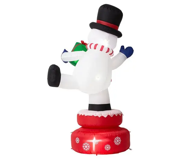 GLITZHOME 6ft Led Lighted Inflatable Rotating S Nowman