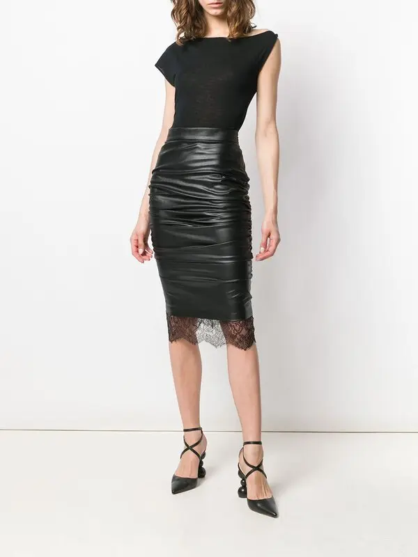 TOM FORD Ruched Eco-leather Midi Skirt