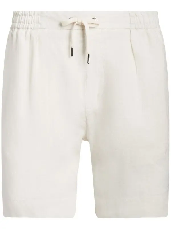 Ralph Lauren Purple Label Drawstring Linen Deck Shorts - White