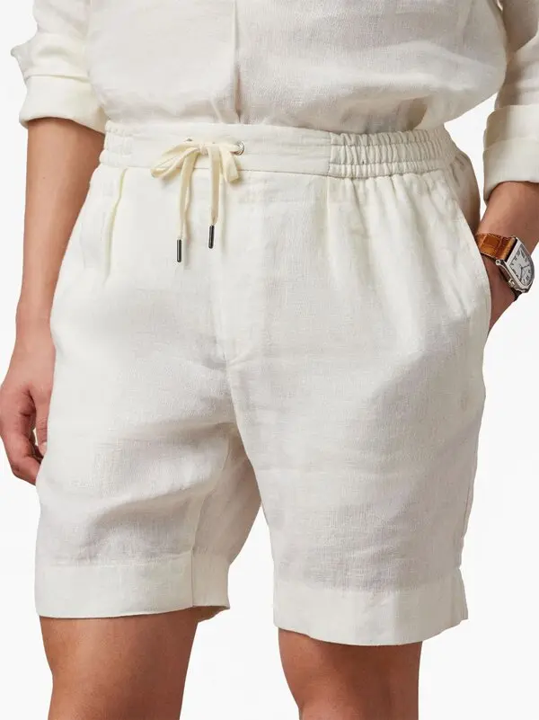 Ralph Lauren Purple Label Drawstring Linen Deck Shorts - White