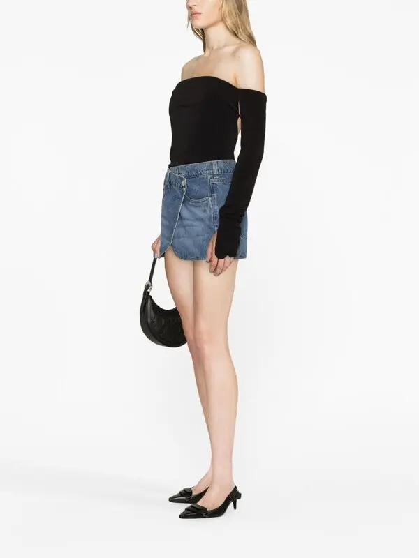 Coperni Wrap Denim Miniskirt - Blue