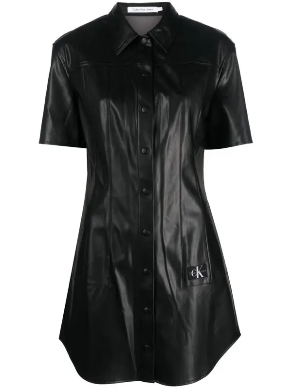 Calvin Klein Faux-leather Shirt Dress