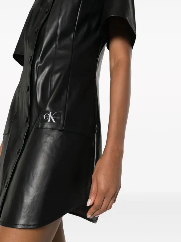 Calvin Klein Faux-leather Shirt Dress