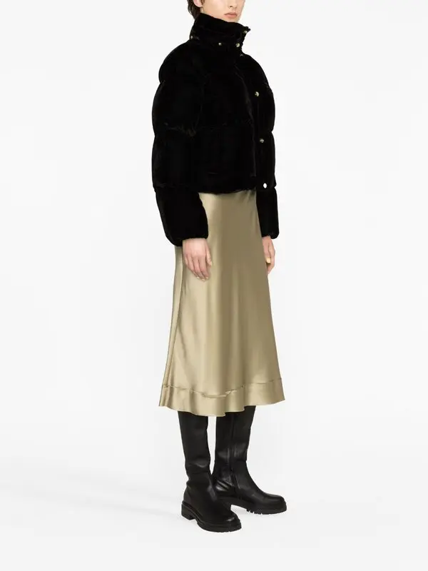 Elisabetta Franchi Velvet Hooded Puffer Jacket