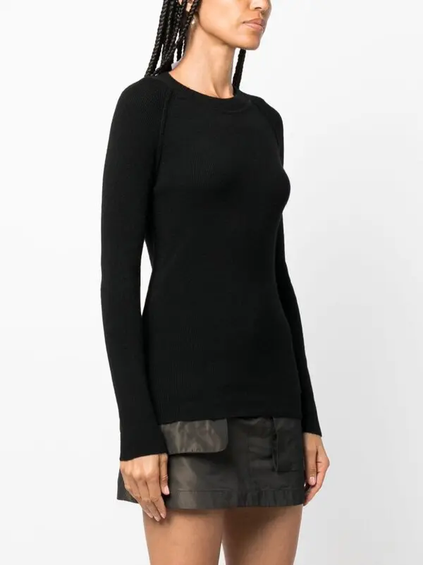 Pinko Round-neck Ribbed-knit Top - Black