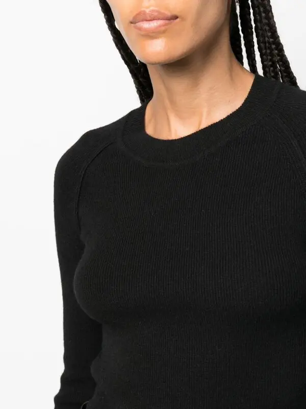 Pinko Round-neck Ribbed-knit Top - Black