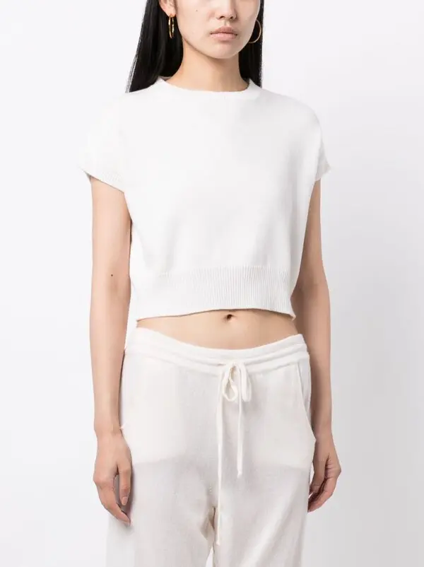 TEDDY CASHMERE Genova Cropped Cashmere Jumper - White
