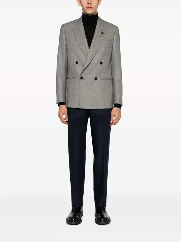 LARDINI Micro-dot Double-breasted Wool Blazer