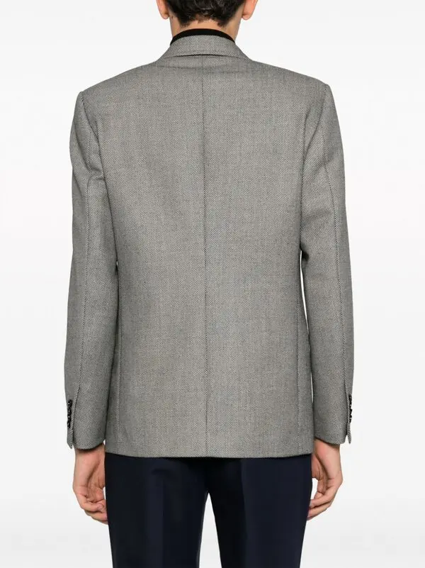 LARDINI Micro-dot Double-breasted Wool Blazer