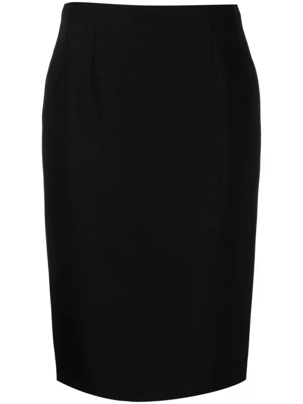 Versace Wool-blend Pencil Midi Skirt - Black