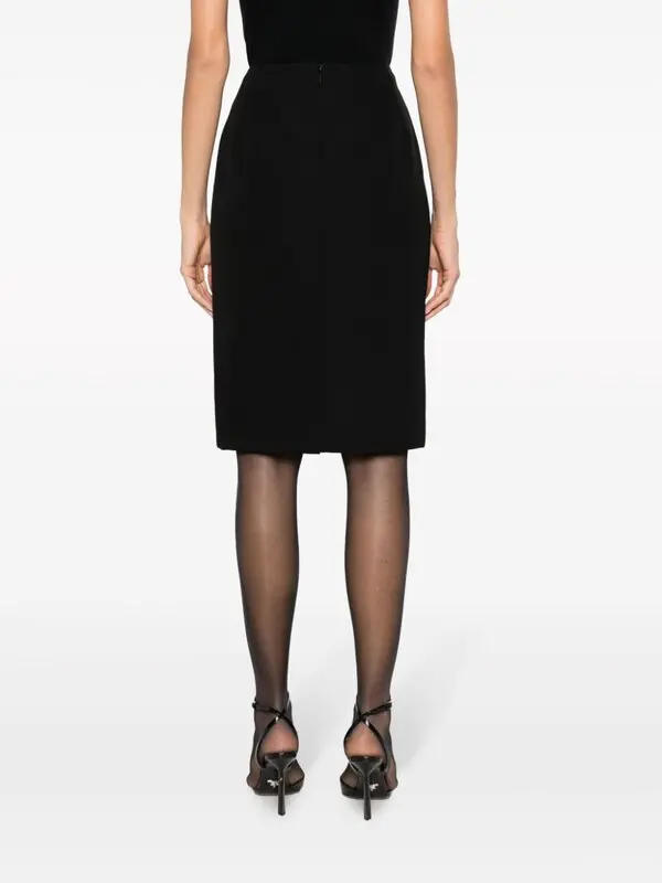 Versace Wool-blend Pencil Midi Skirt - Black