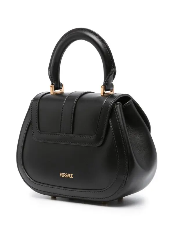 Versace Greca Goddess Medium Leather Tote Bag In Black 40% Off