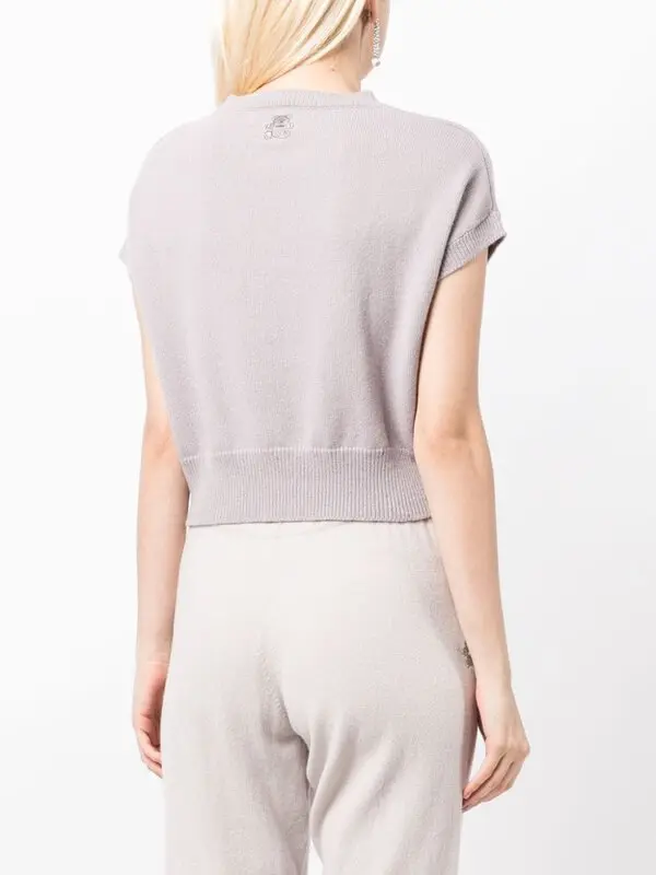 TEDDY CASHMERE Genova Sleeveless Cropped Jumper - Grey