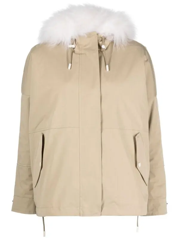 YVES SALOMON Reversible Hooded Cropped Parka - Neutrals