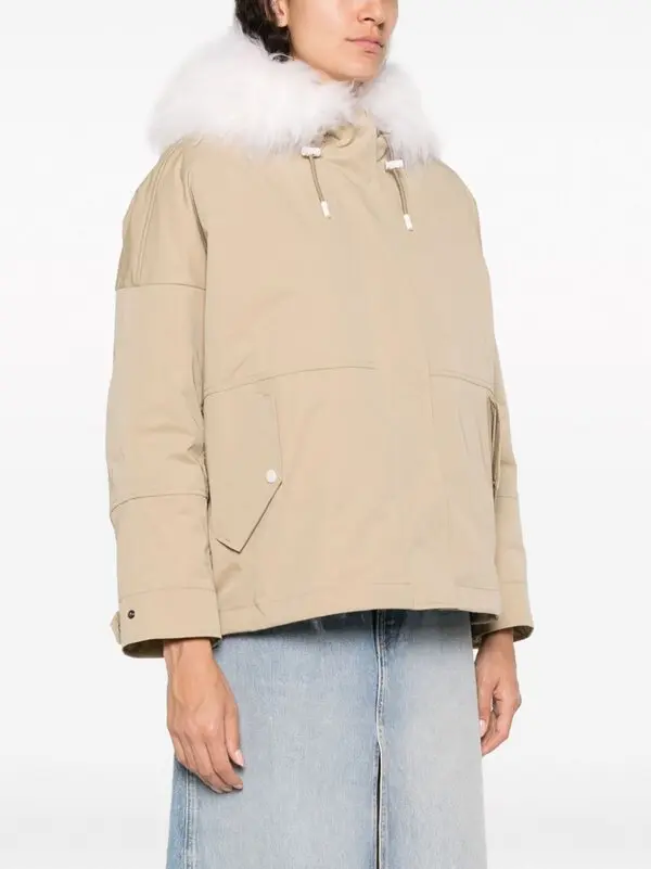 YVES SALOMON Reversible Hooded Cropped Parka