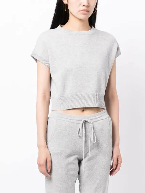 TEDDY CASHMERE Genova Sleeveless Cropped Jumper - Grey