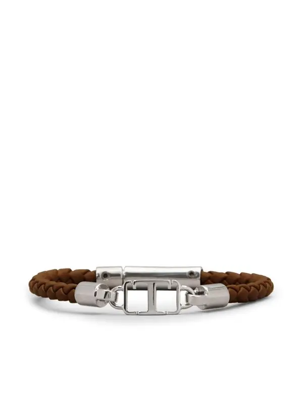 TOD'S Logo-plaque Leather Bracelet - Brown