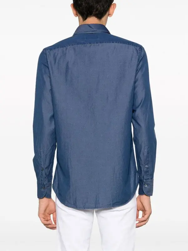 Canali Spread-collar Cotton-blend Shirt