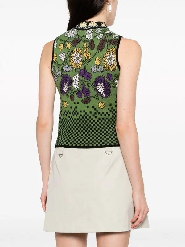 Kenzo Floral Intarsia-Knit Vest In Green - 25% Off | Editorialist