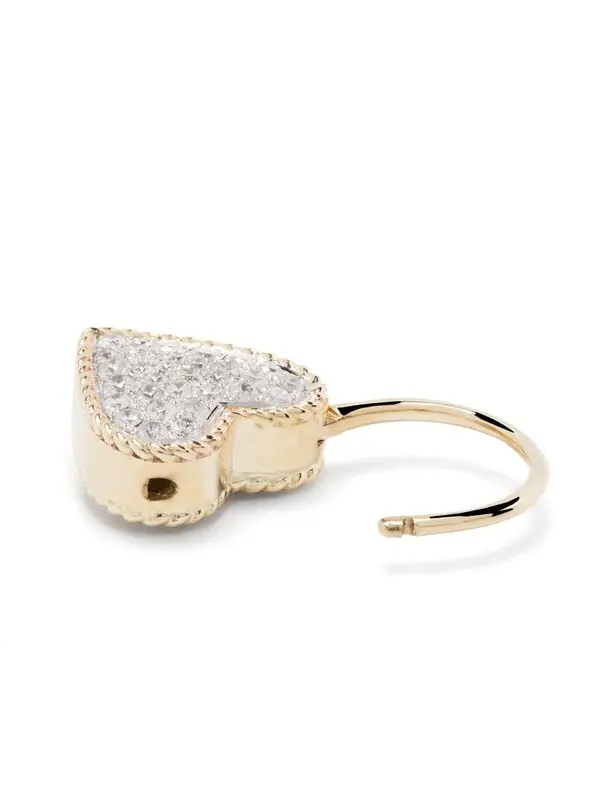 Yvonne Léon 9kt Yellow Creole Cadenas Coeur Diamond Earring - Gold