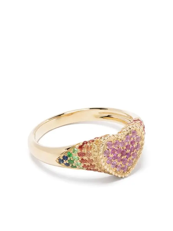 Yvonne Léon 9kt Yellow Coeur Sapphire And Tsavorite Ring - Gold
