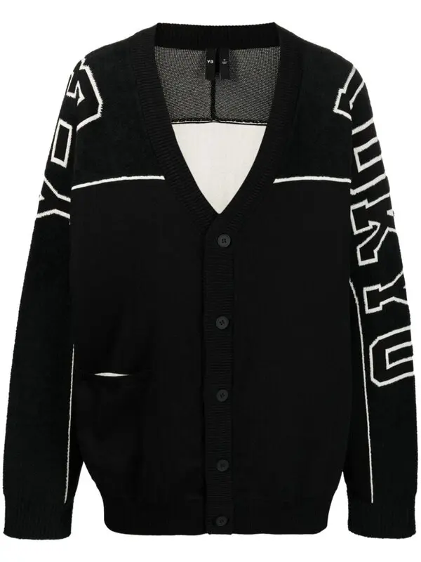 Y3 Intarsia-knit Logo V-neck Cardigan