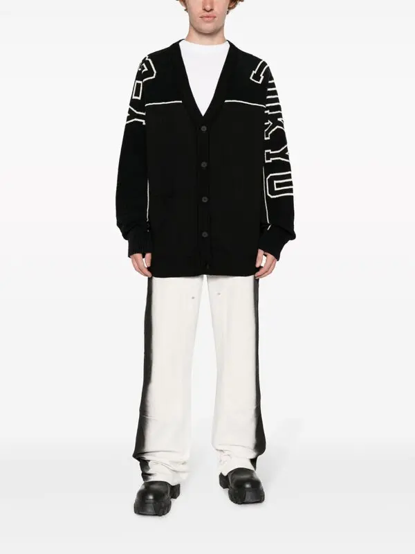 Y3 Intarsia-knit Logo V-neck Cardigan