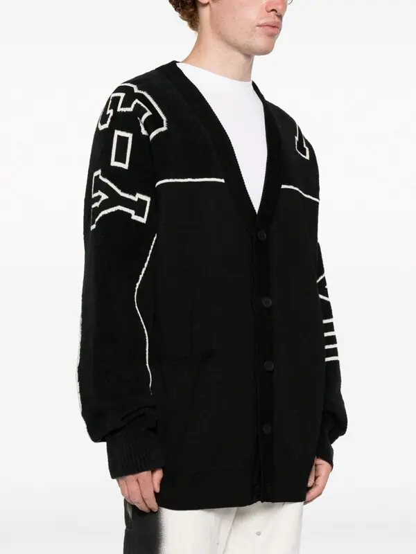 Y3 Intarsia-knit Logo V-neck Cardigan