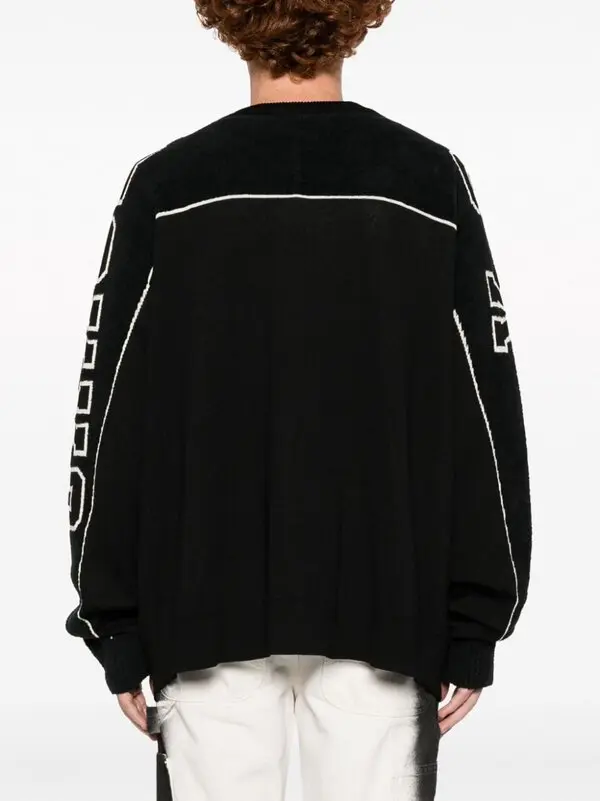 Y3 Intarsia-knit Logo V-neck Cardigan