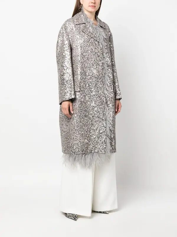 Valentino Garavani Embellished Feather-trim Coat