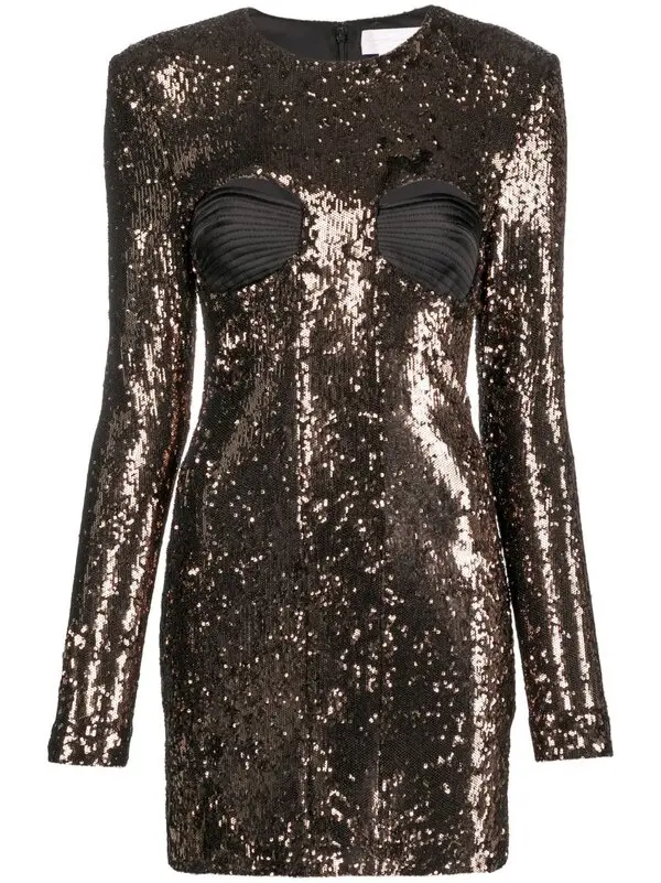 GENNY Sequin-embellished Long-sleeved Dress