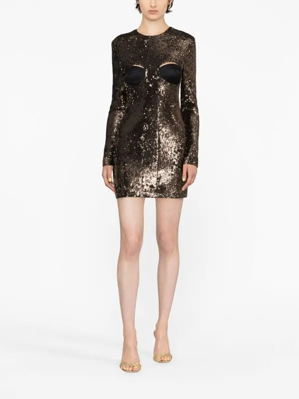 GENNY Sequin-embellished Long-sleeved Dress
