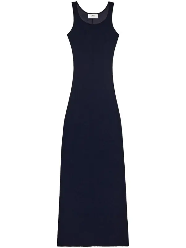 AMI Paris Ribbed Jersey Maxi Dress