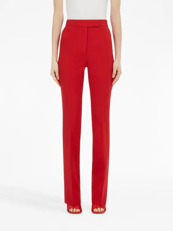 FERRAGAMO Straight-leg Wool Trousers - Red