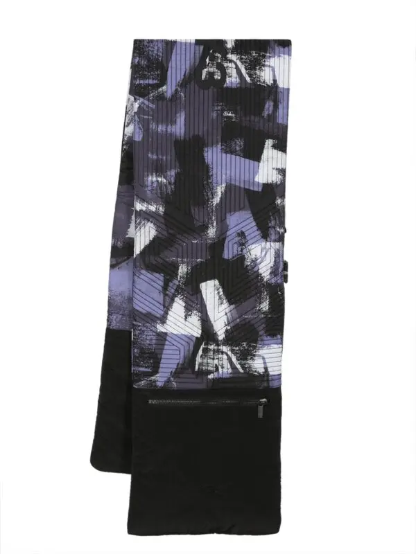 Y3 Abstract-print Quilted Scarf - Black
