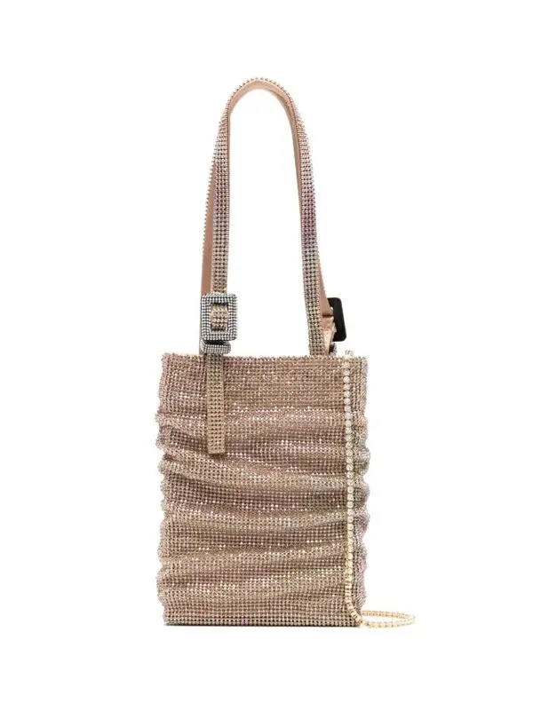 Benedetta Bruzziches Rhinestone-embellished Draped Tote - Gold