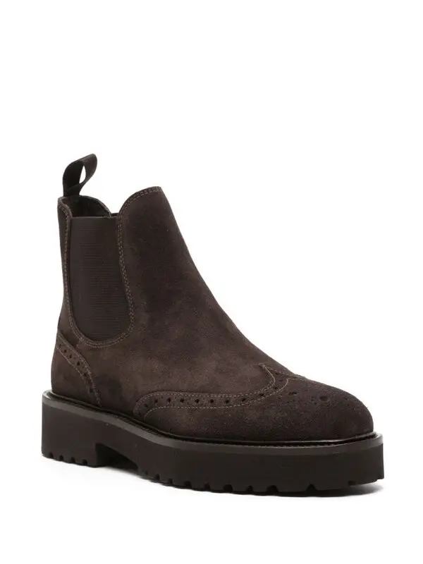 DOUCAL'S Perforated Suede Chelsea Boots