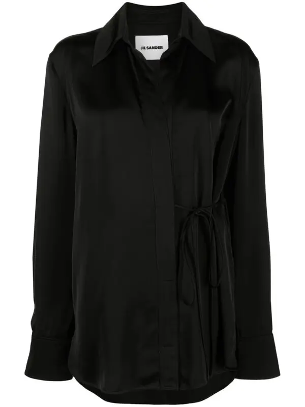 JIL SANDER Tie-fastening Wrap Shirt - Black