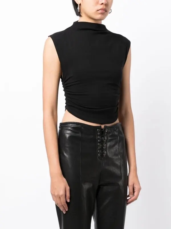 REFORMATION Lindy Stretch-cotton Top - Black