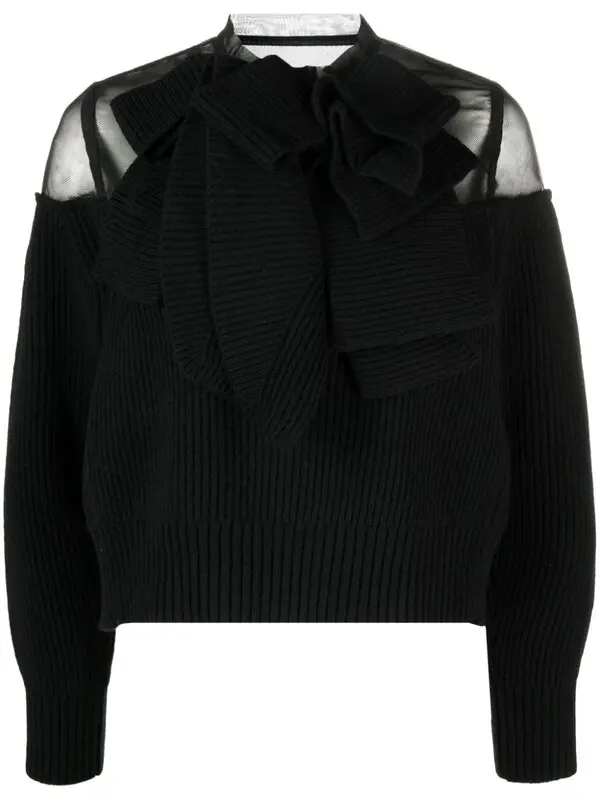 Sacai Semi-sheer Lace Wool Blouse