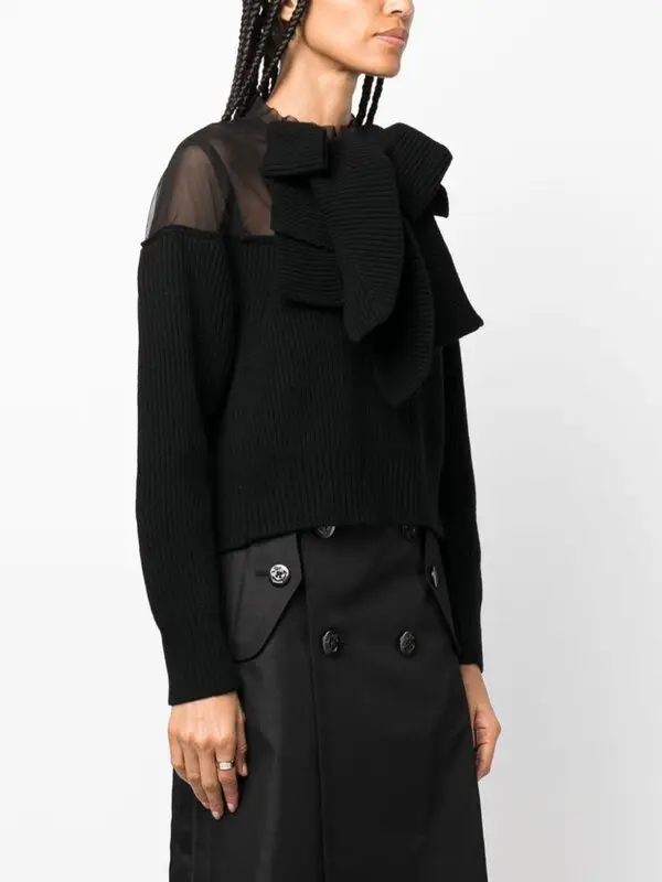 Sacai Semi-sheer Lace Wool Blouse