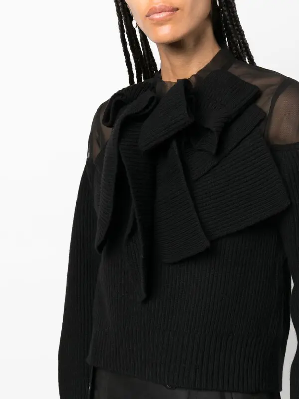 Sacai Semi-sheer Lace Wool Blouse