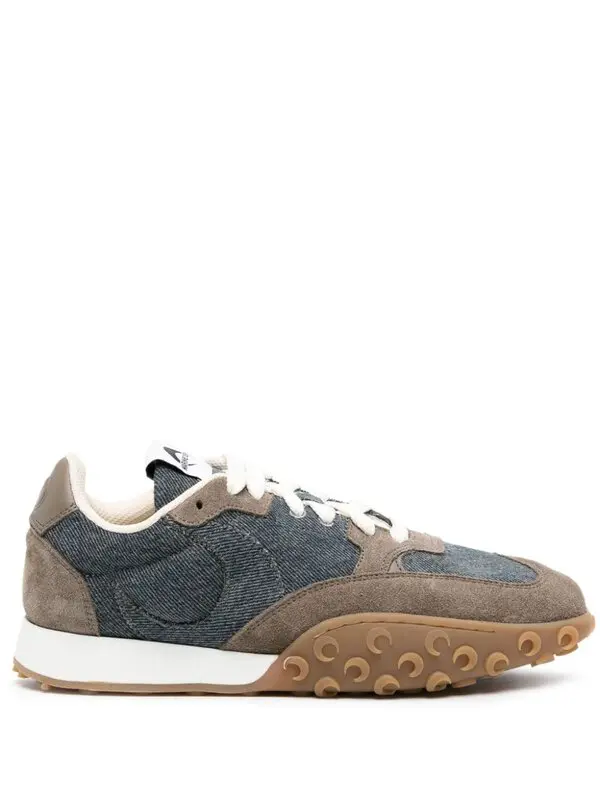 MARINE SERRE Panelled Square Toe Lace Up Sneakers